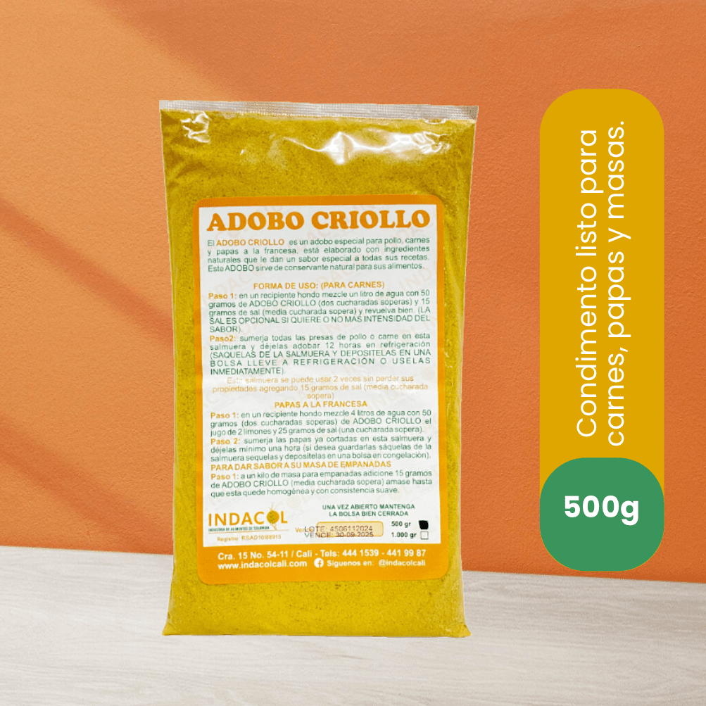 Adobo Criollo - Productos Indacol Cali para apanar y sazonar